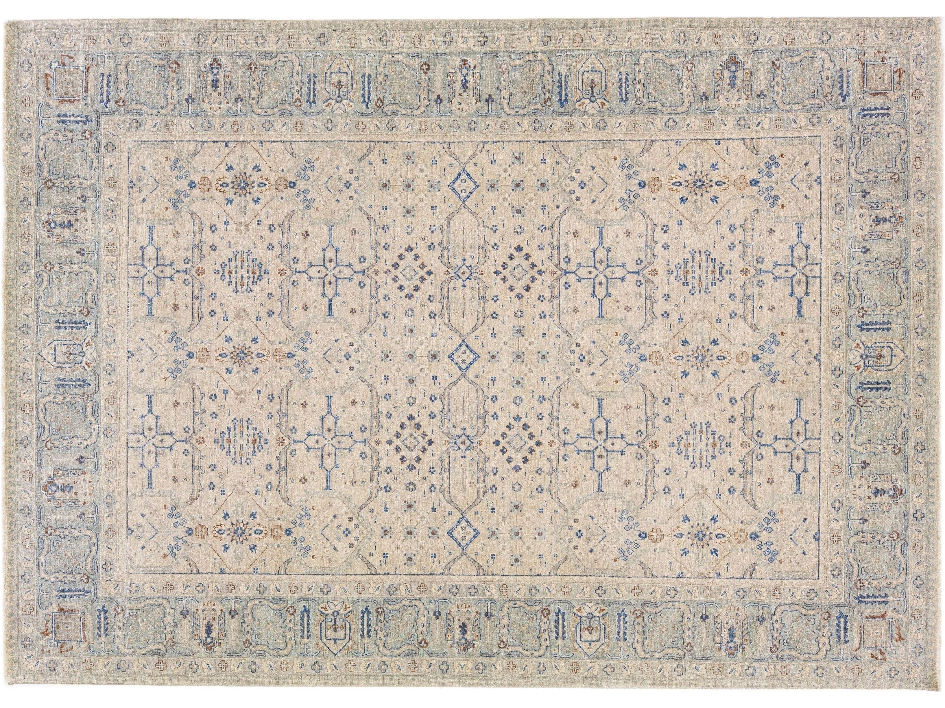 Modern Indian Wool Rug 10 X 14